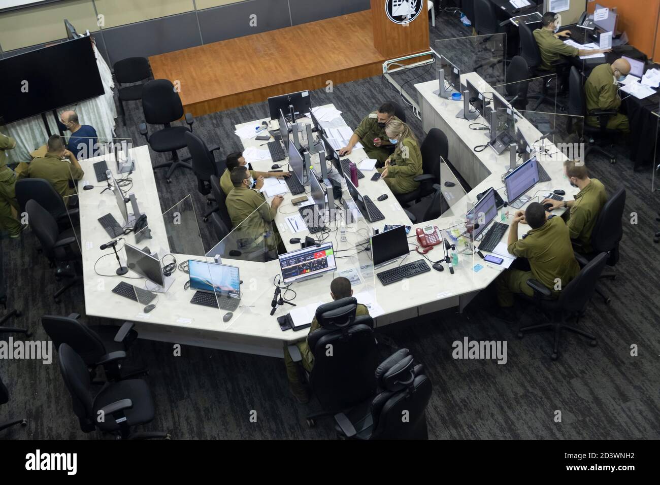 RAMLA, ISRAEL - OCTOBER 08: Military personnel conduct epidemiological ...