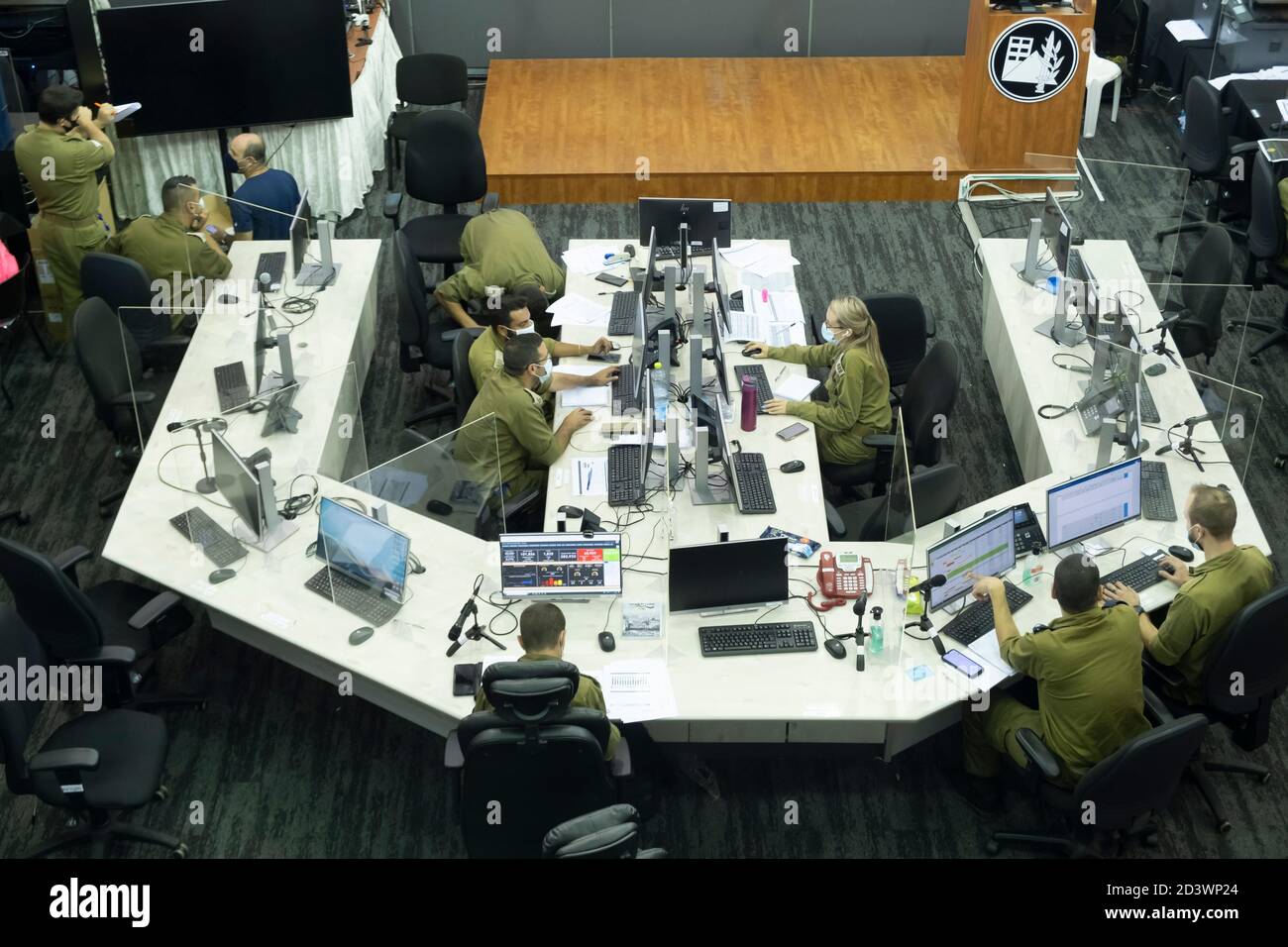 RAMLA, ISRAEL - OCTOBER 08: Military personnel conduct epidemiological ...