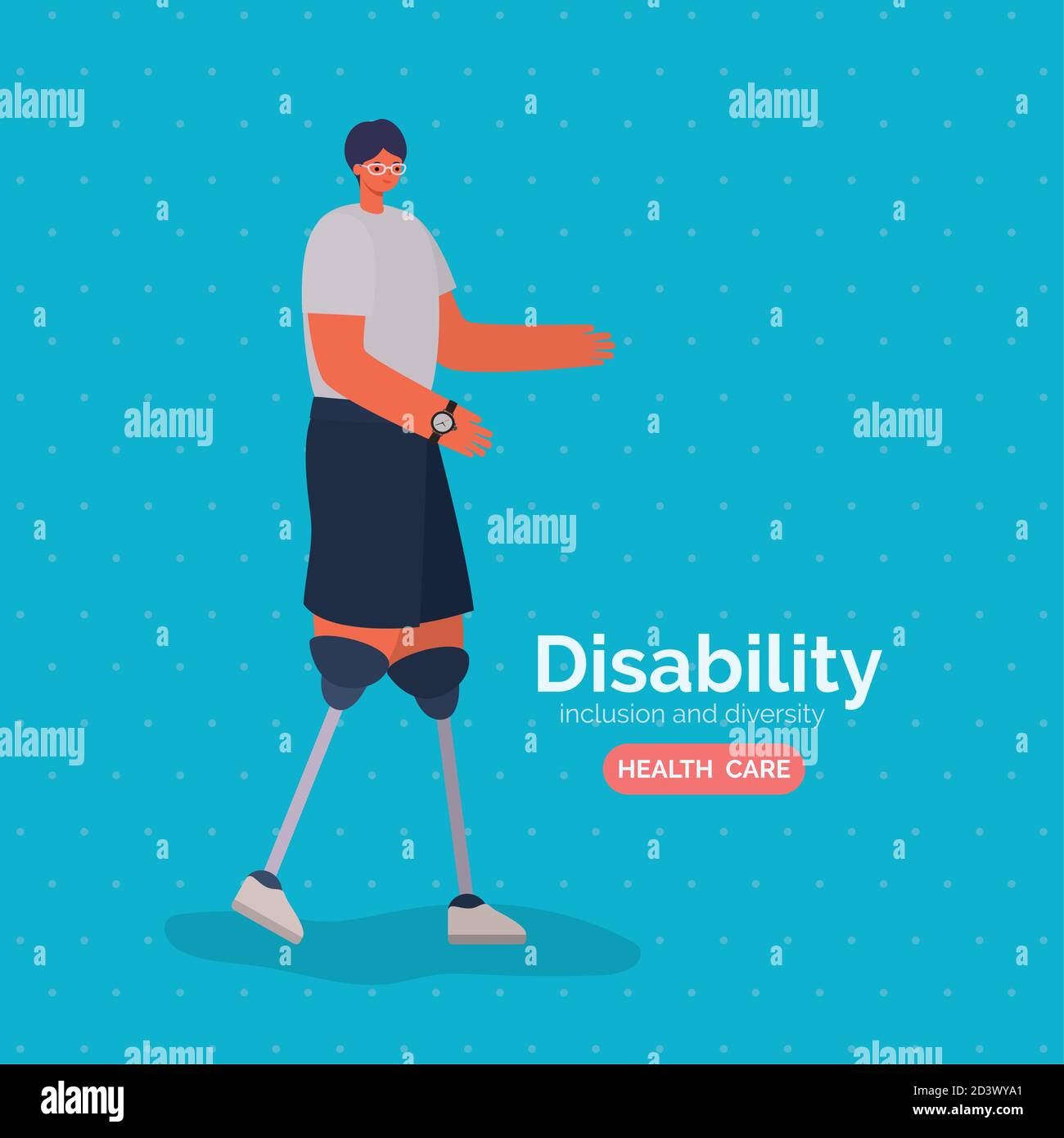 disability man cartoon with leg prosthesis vector design Stock Vector ...