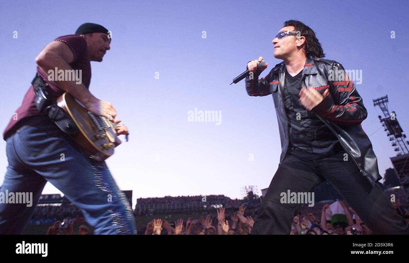 Bono r and the edge of u2 perform on stage hi-res stock photography and ...