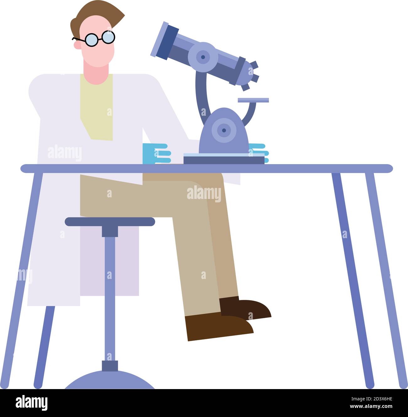 chemical man with microscope at desk design, science and laboratory ...