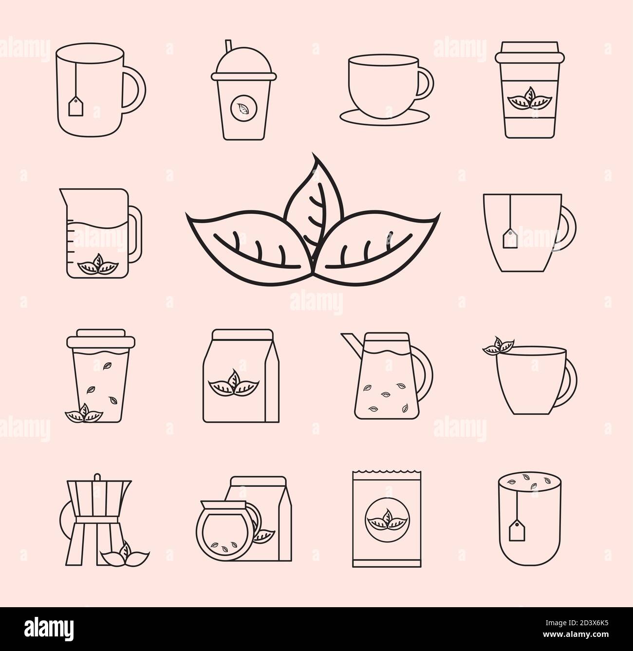 Set afternoon tea dessert Stock Vector Images - Alamy