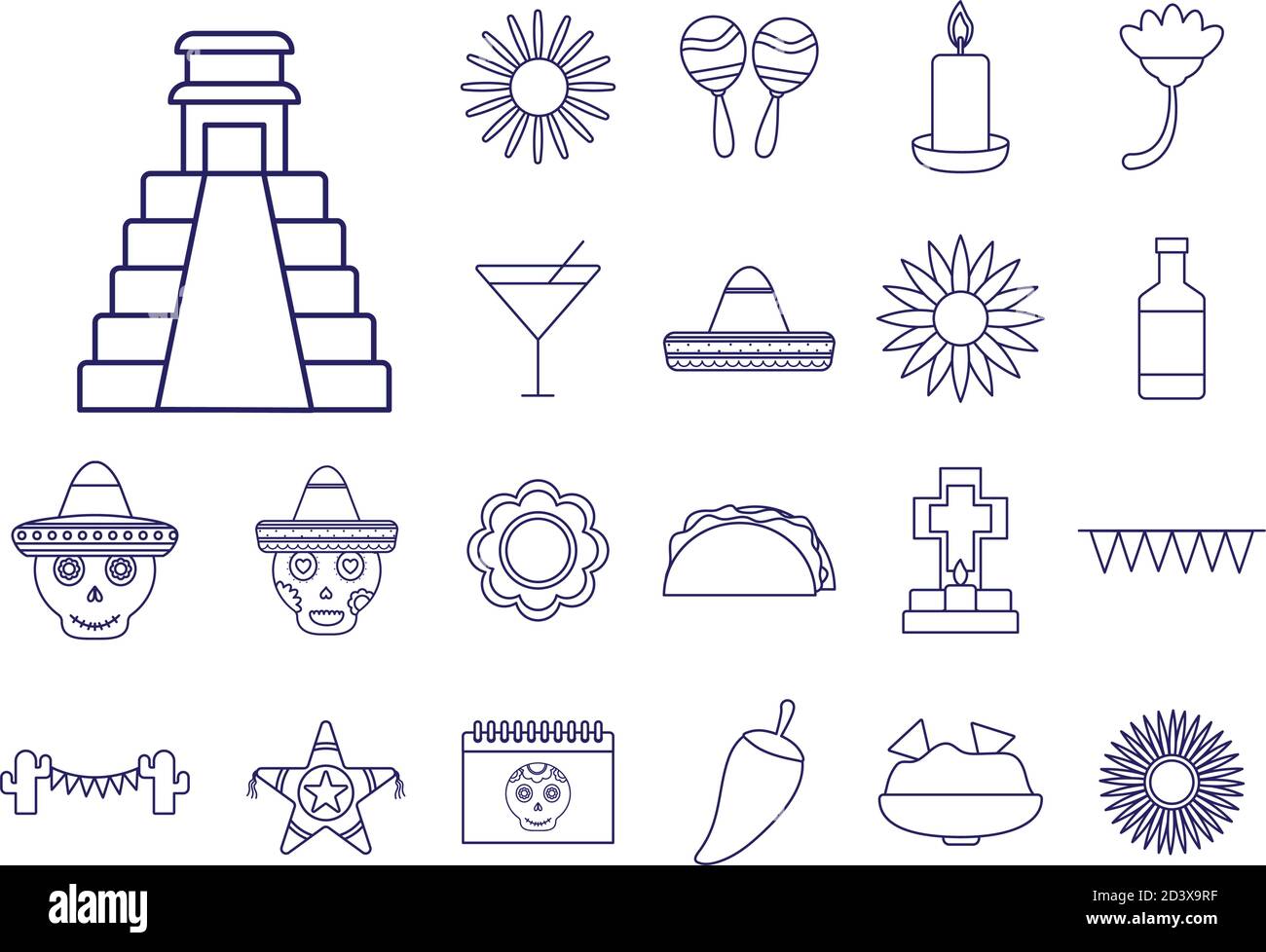 mexican line style icon collection vector design Stock Vector Image ...