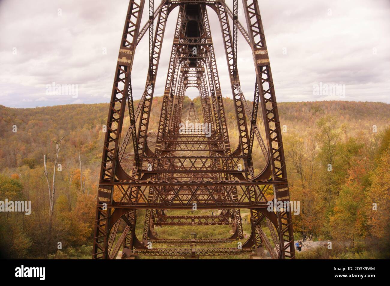 Kinzua Bridge Overlook with Bright Fall Foliage Stock Photo - Alamy