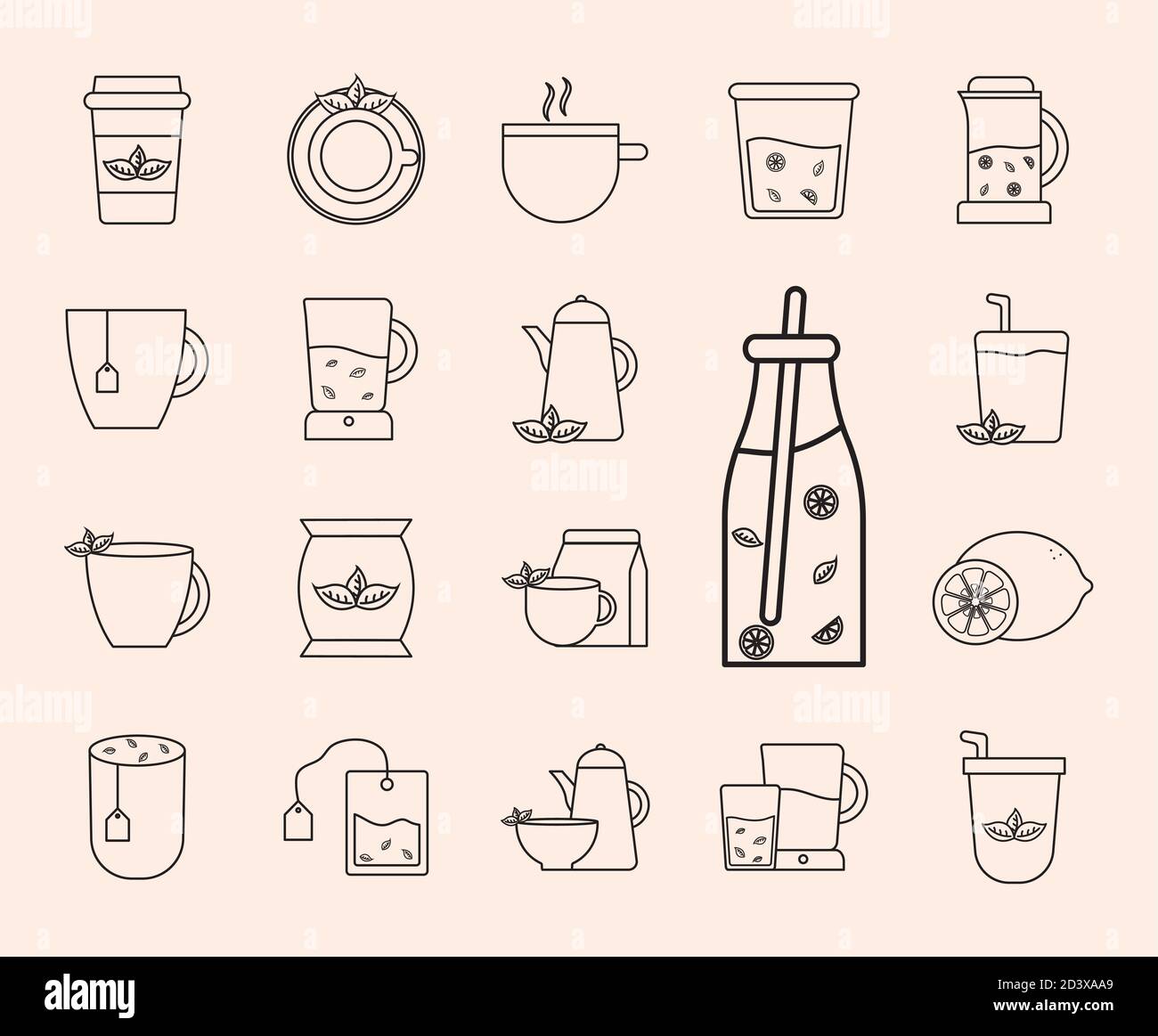 tea line style set of icons vector design Stock Vector Image & Art - Alamy