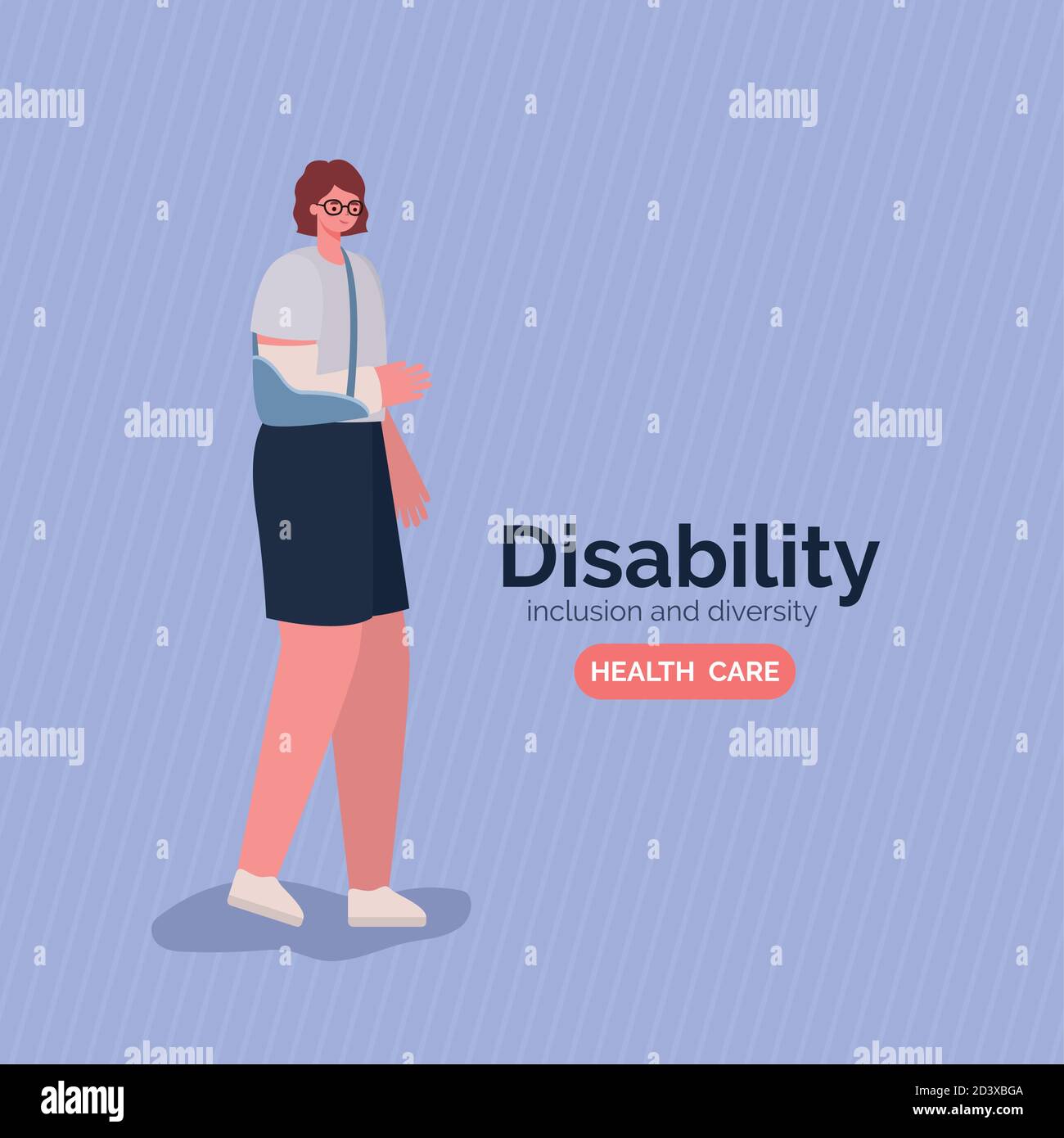 disability woman cartoon with arm cast vector design Stock Vector Image ...
