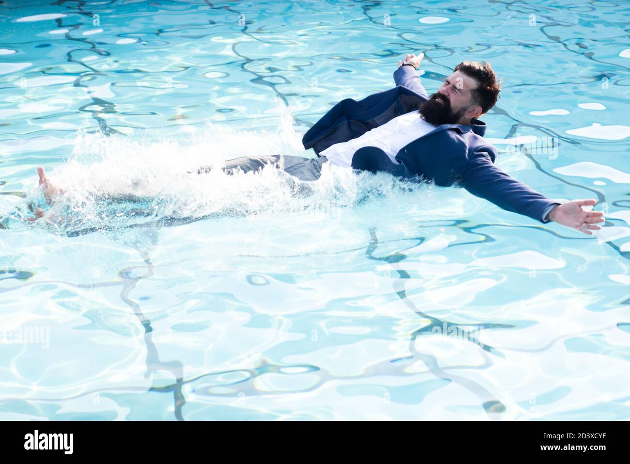 Summer business. Businessman with a suit swimming in the pool Stock ...