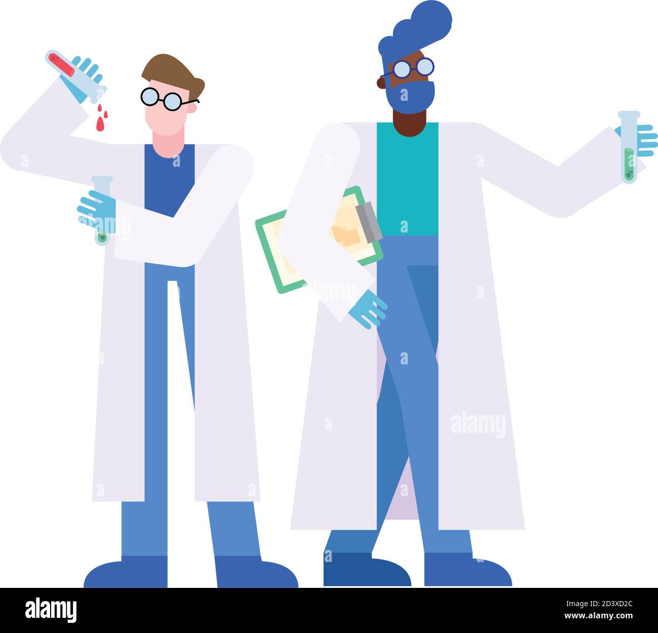 chemical men with tubes and document design, science and laboratory ...