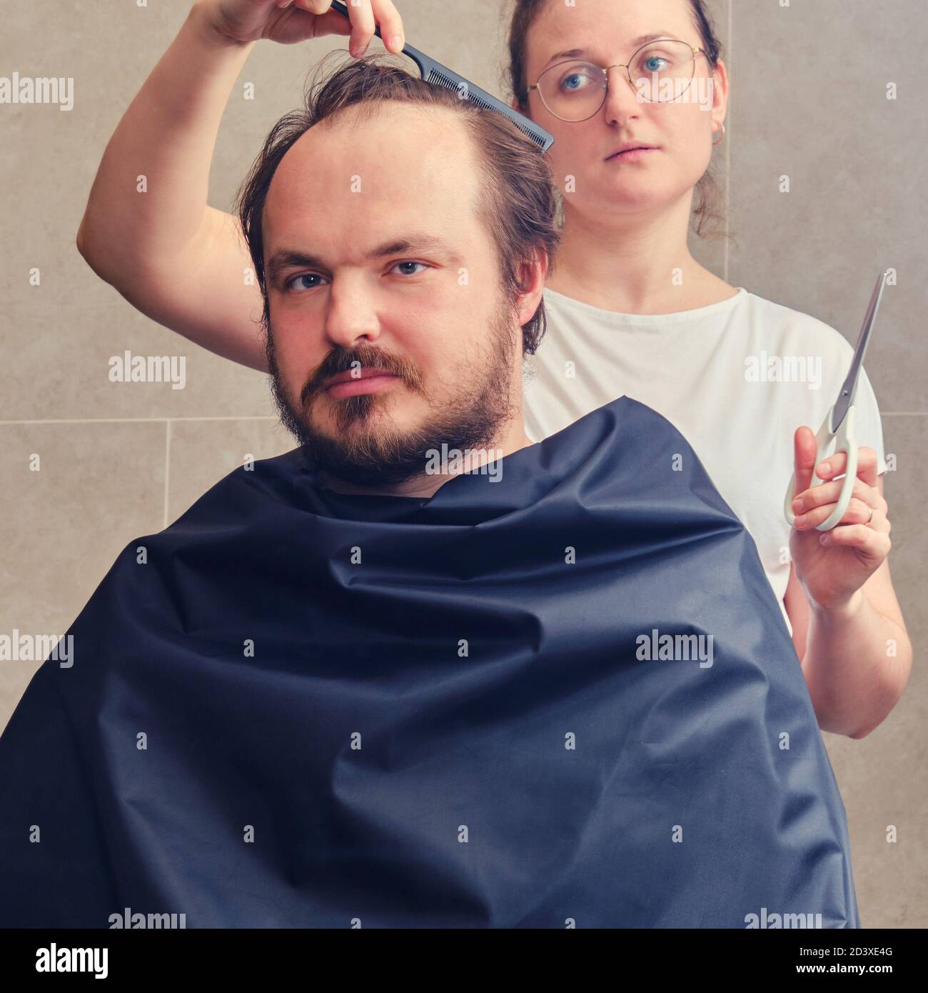 See in a mirror during shaving hi-res stock photography and images - Alamy