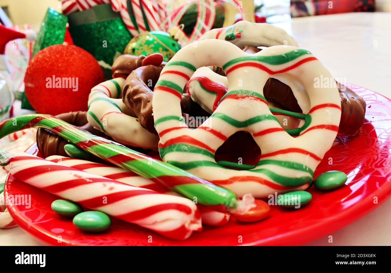 Christmas holiday candy variety Stock Photo - Alamy