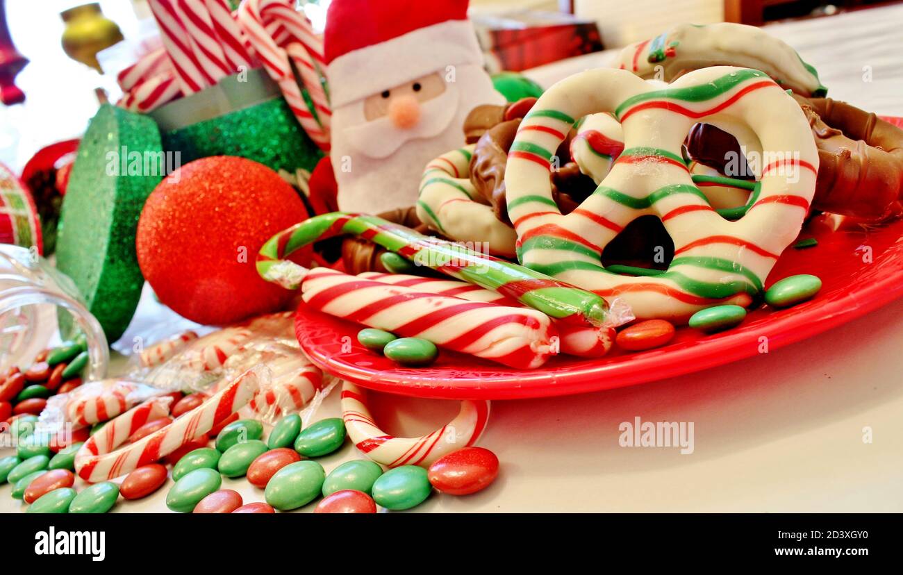 Christmas holiday candy variety Stock Photo - Alamy