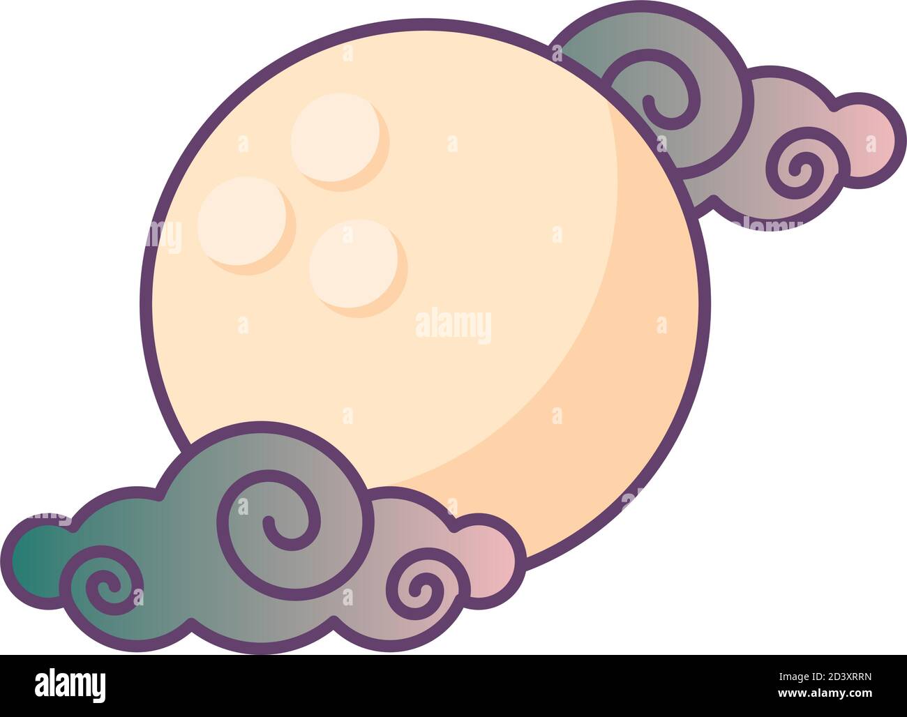 Chinese moon with clouds design, China culture asia and oriental theme ...