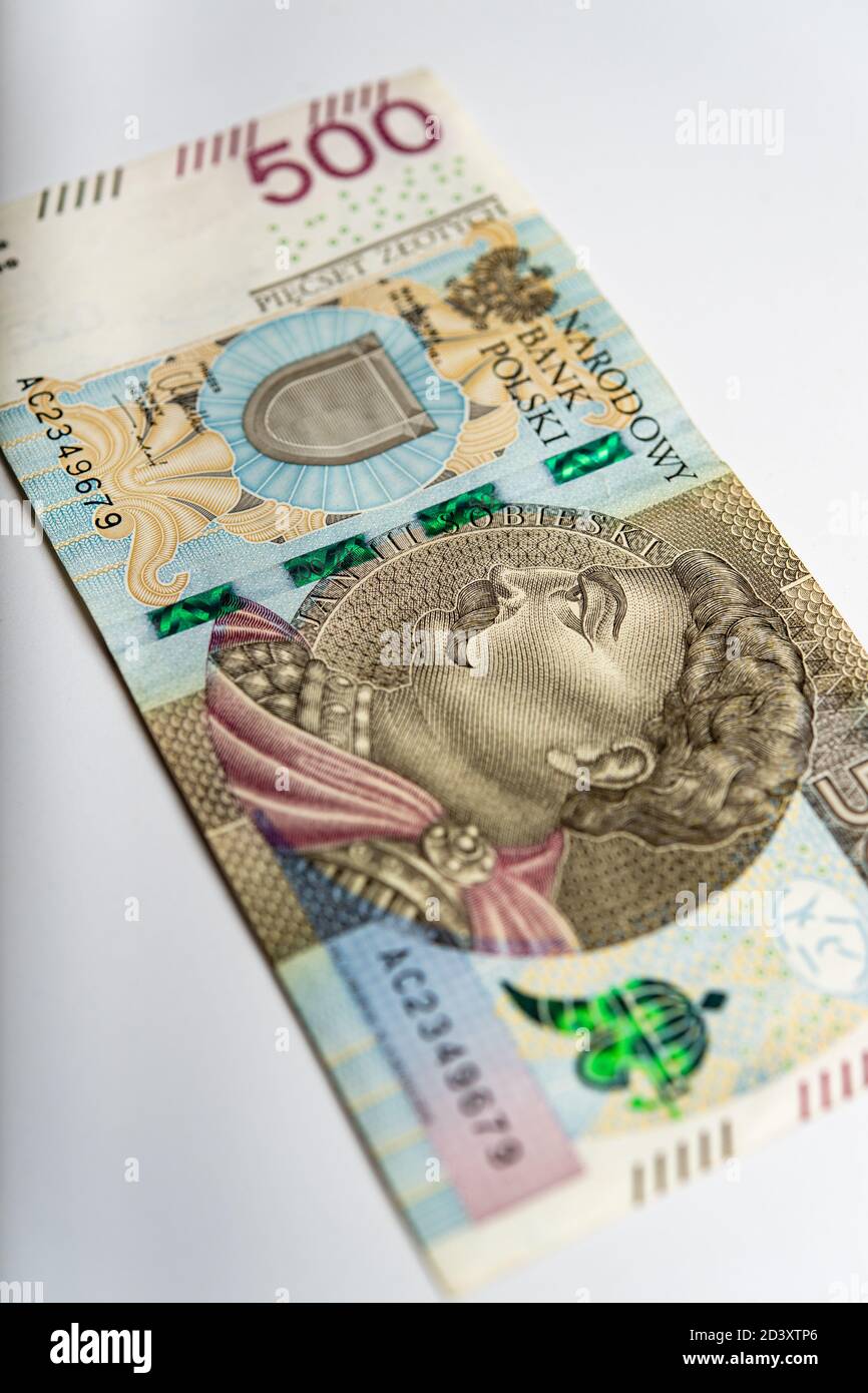 polish banknote paper money 500 PLN zloty Stock Photo - Alamy