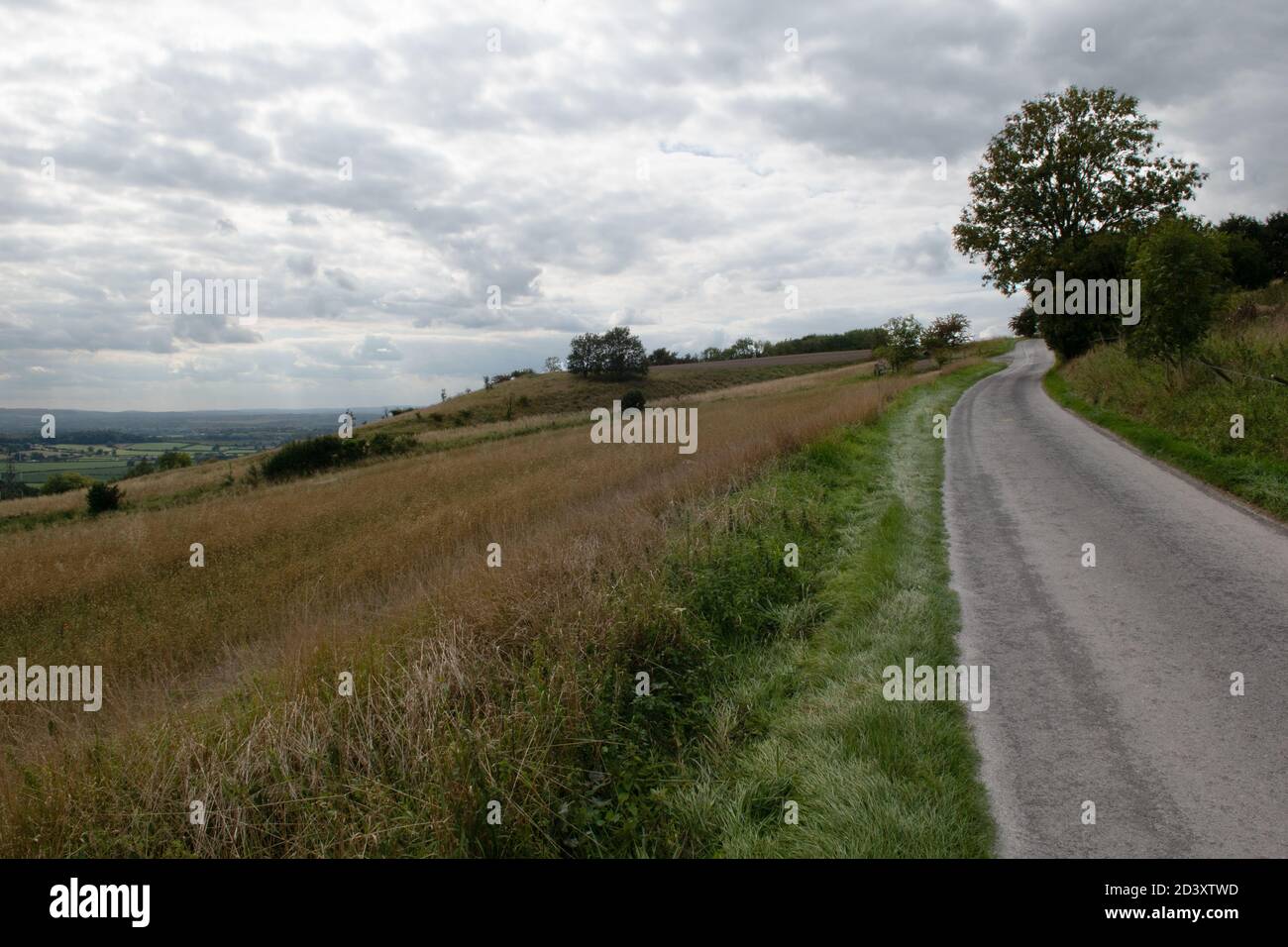 Minor road climbing Roundway Hill near Devizes, Wiltshire Stock Photo ...