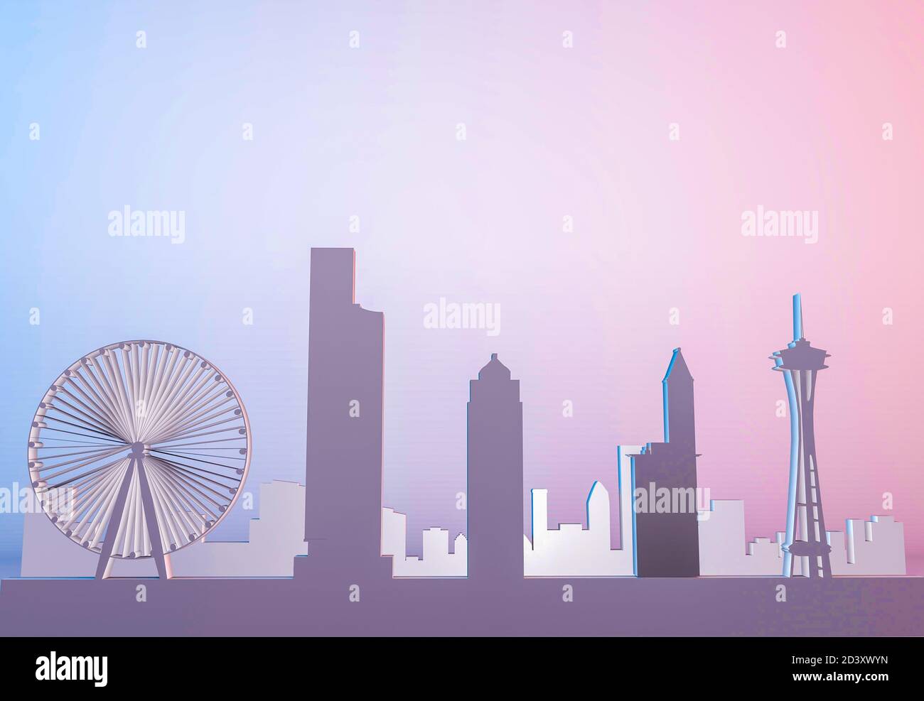3D rendering illustration of the Seattle city skyline Stock Photo - Alamy