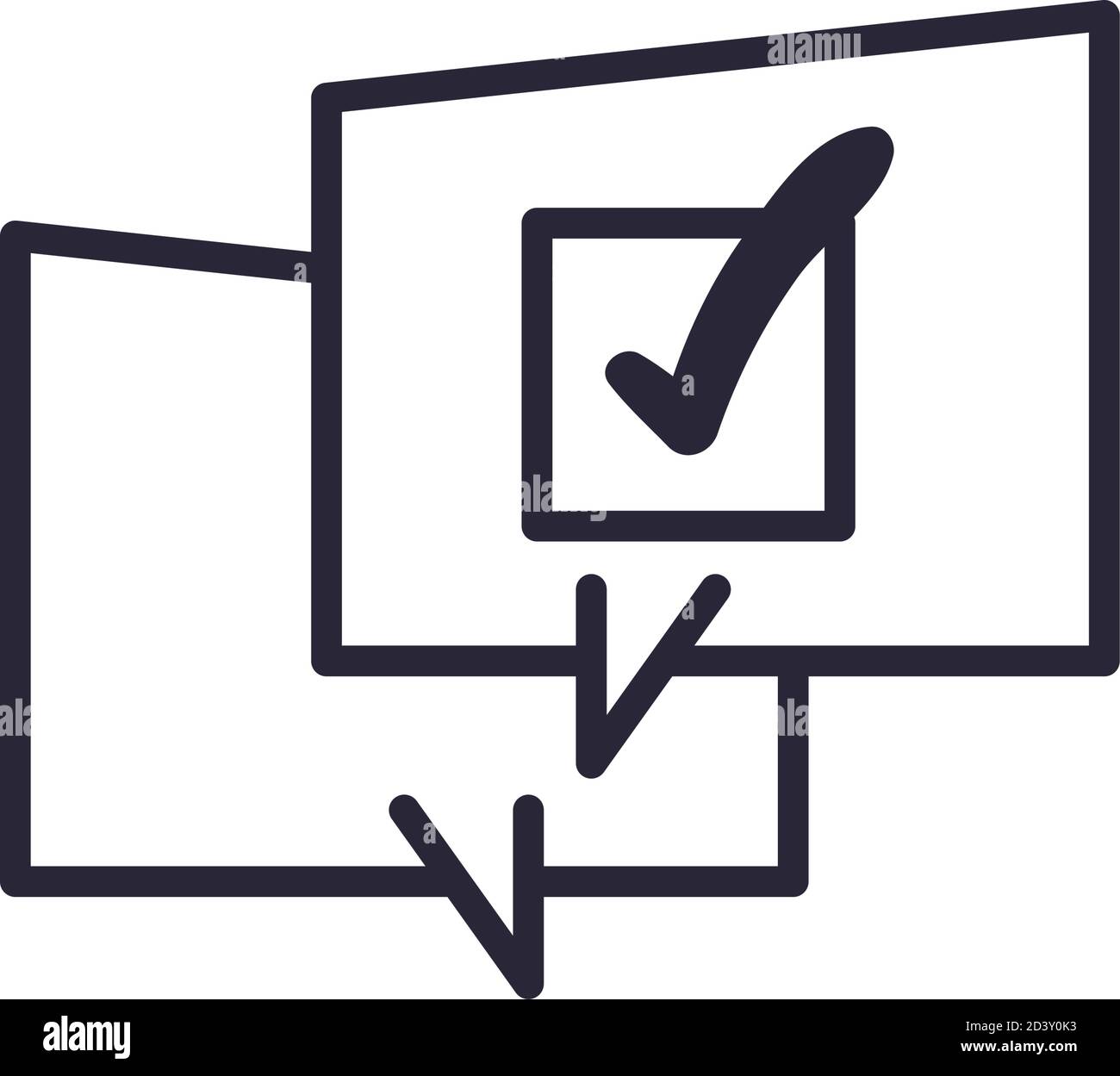 Communication bubbles with check mark line style icon design, Message ...