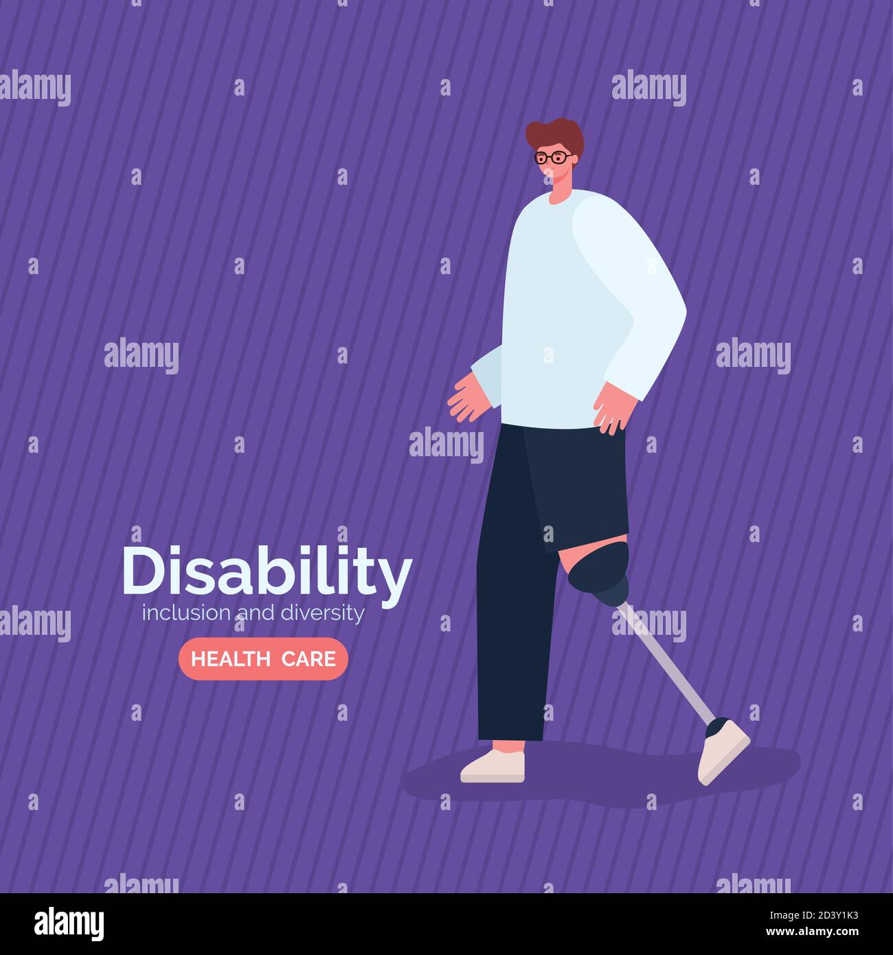 disability man cartoon with leg prosthesis vector design Stock Vector ...