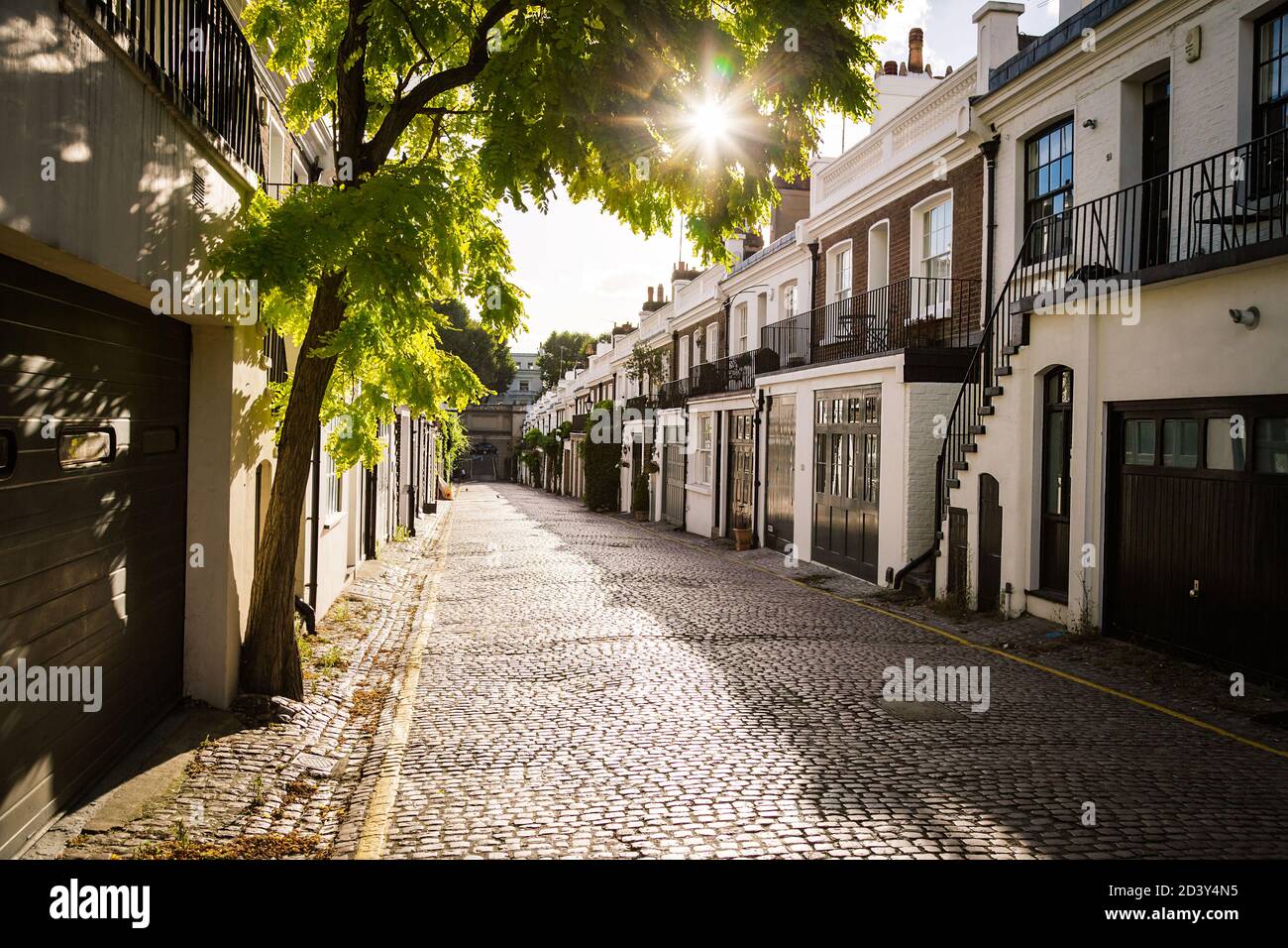 beautiful expensive London chelsea home with sun flare Stock Photo - Alamy