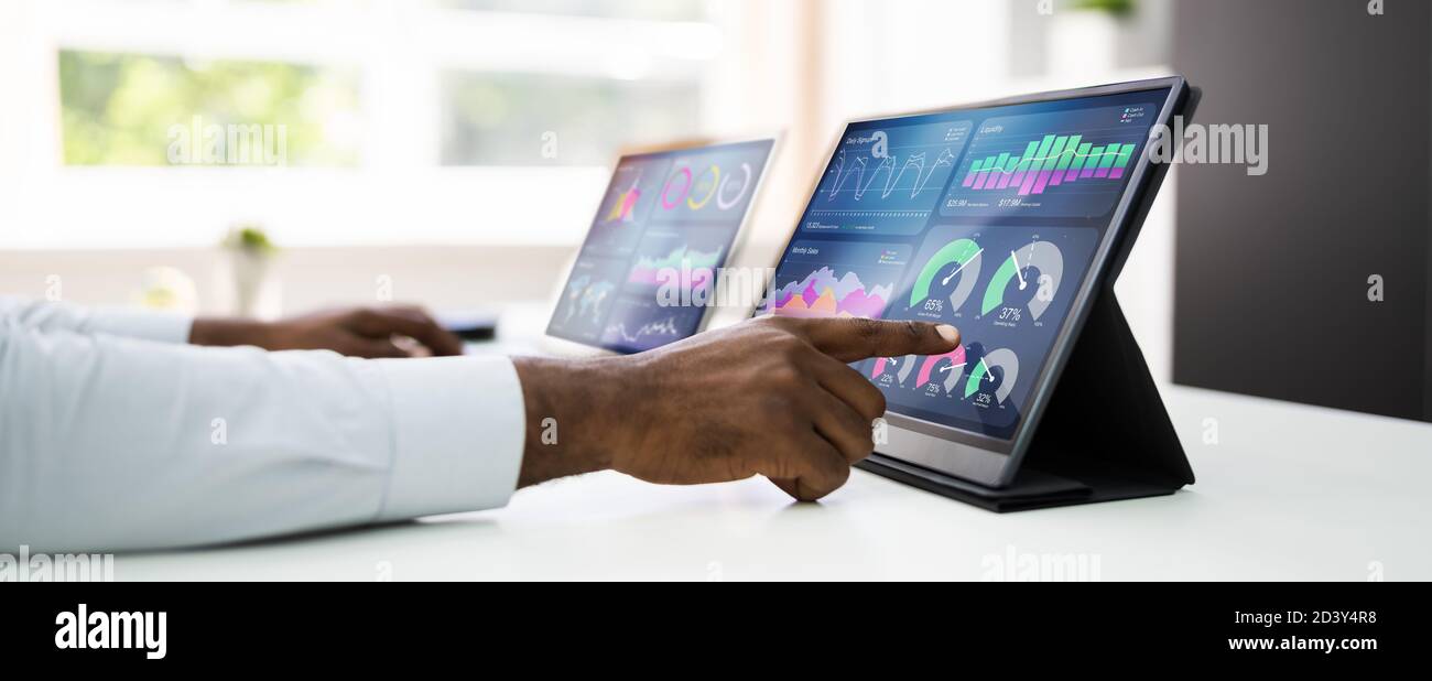 Predictive Business Analytics. African American Analyst Using Computer ...