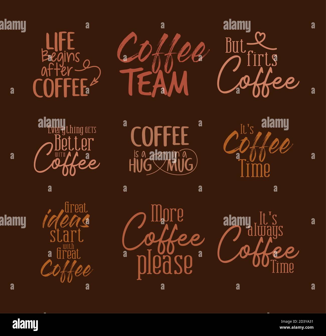 coffee phrases on brown background vector design Stock Vector Image ...