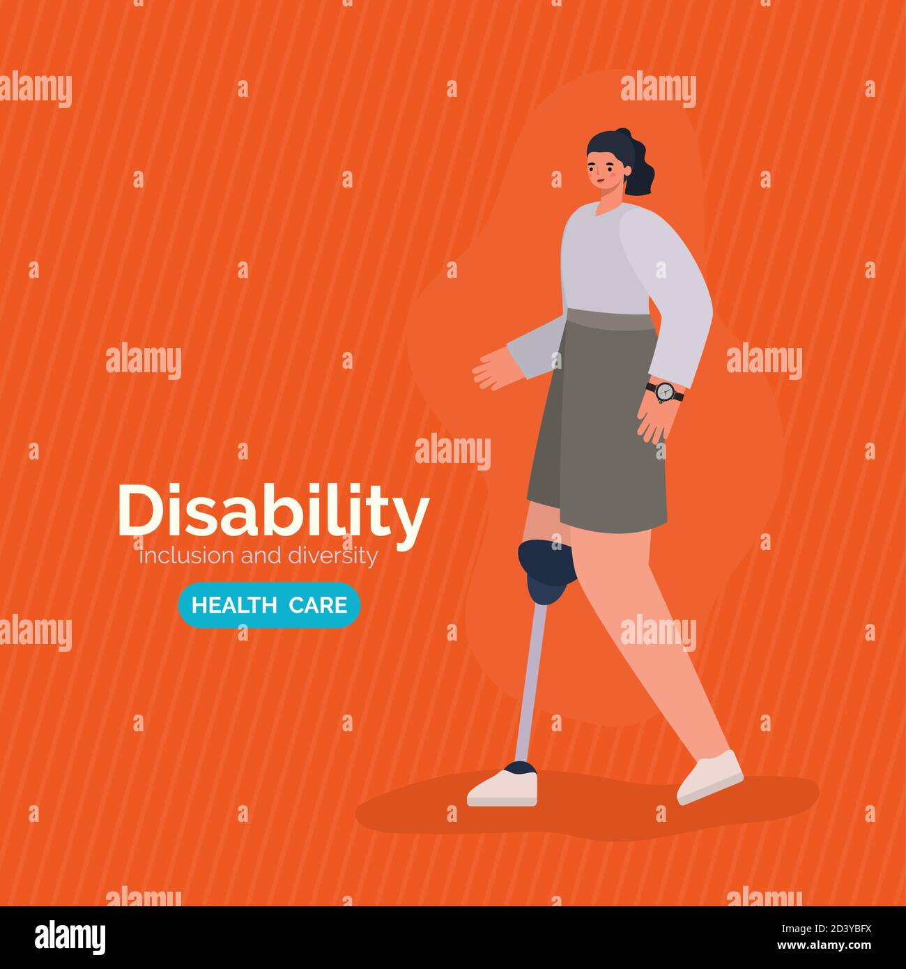 disability woman cartoon with leg prosthesis vector design Stock Vector ...