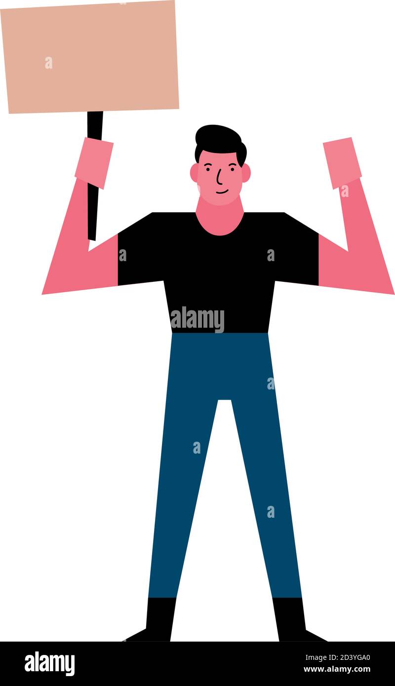 man with banner board design, Manifestation protest and demonstration ...