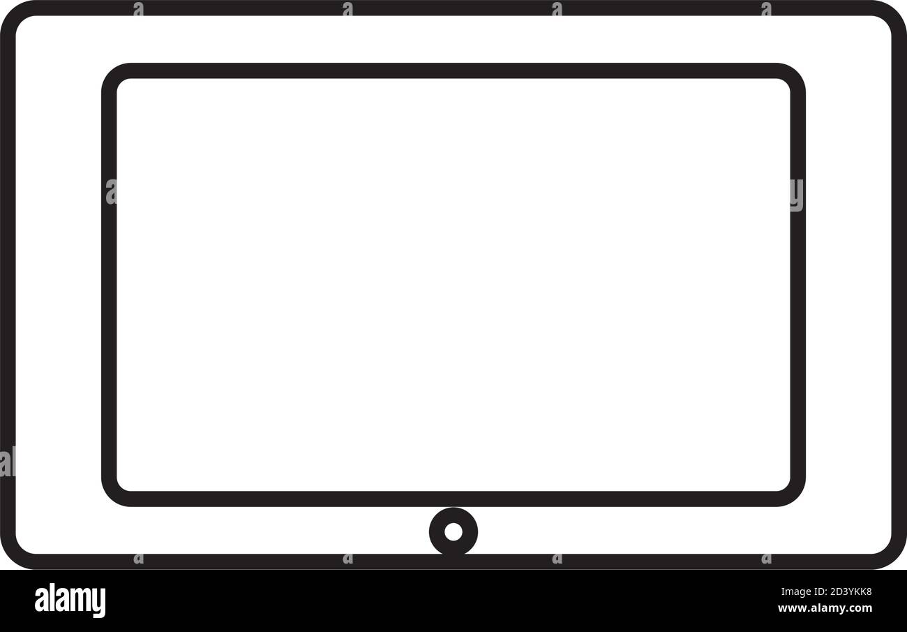 tablet device icon over white background, line style, vector ...