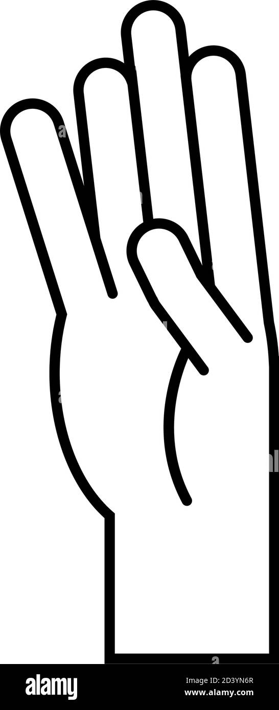 hand sign language b line style icon design of People help and finger ...