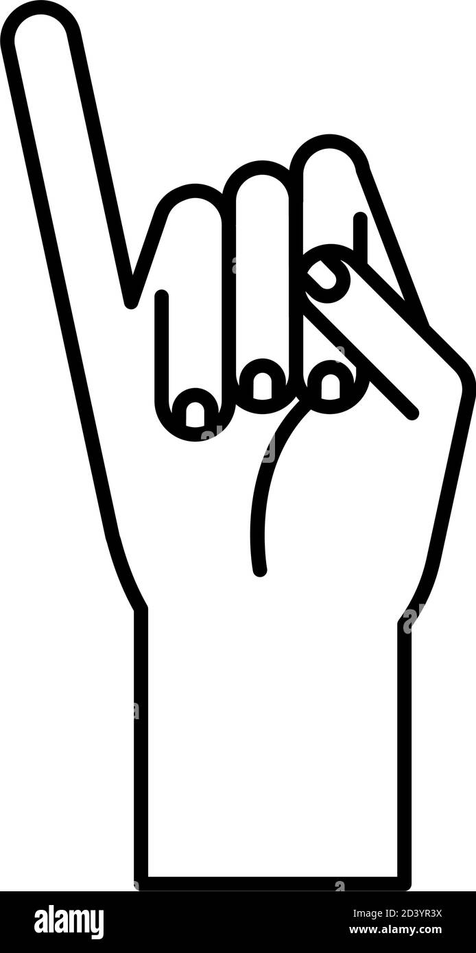hand sign language i line style icon design of People help and finger ...