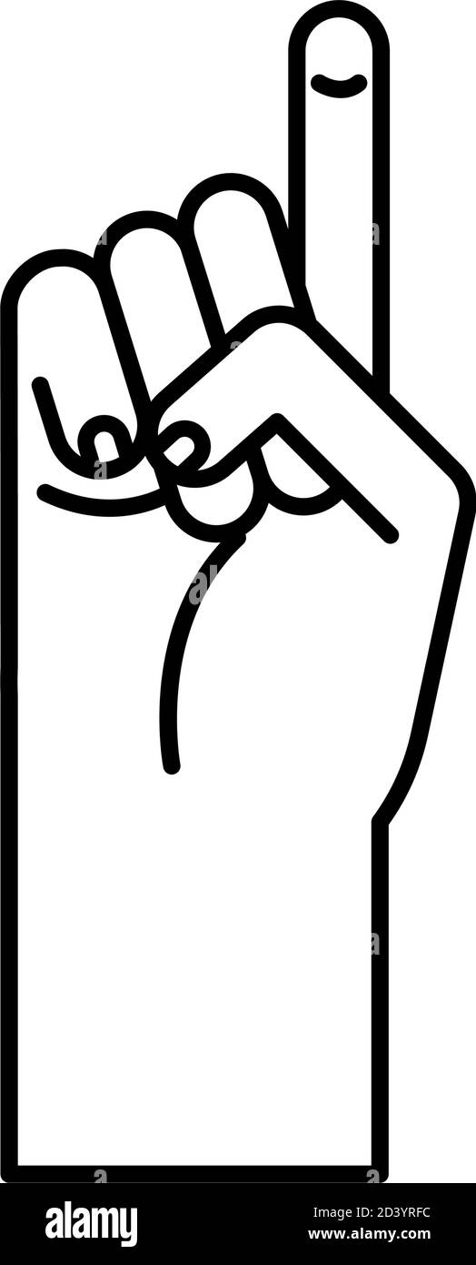 hand sign language z line style icon design of People help and finger ...