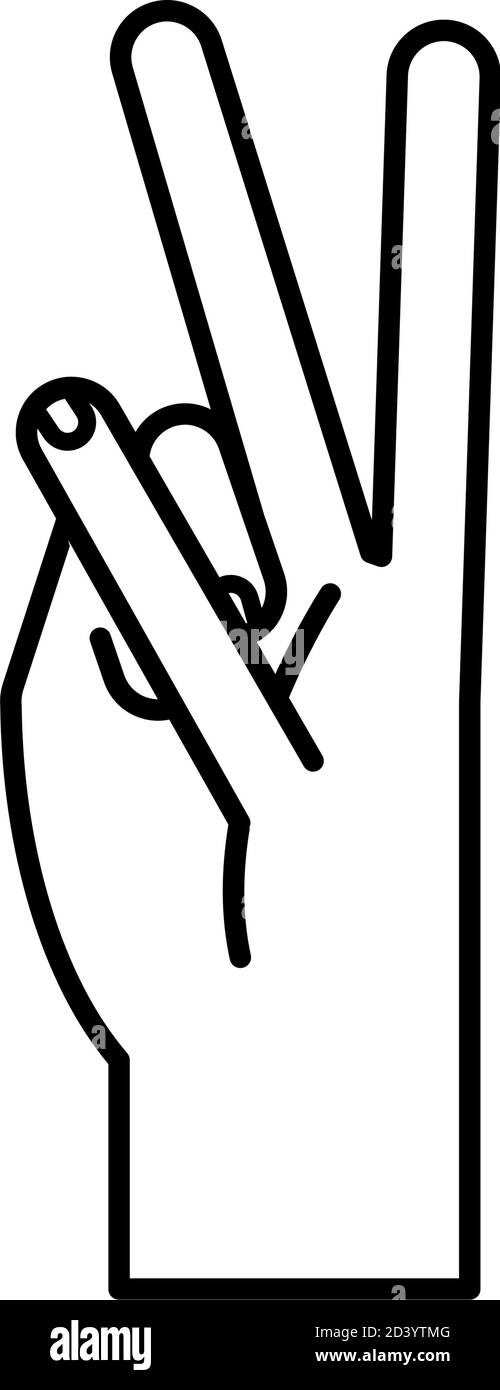hand sign language v line style icon design of People help and finger ...