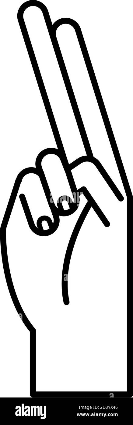 hand sign language u line style icon design of People help and finger ...