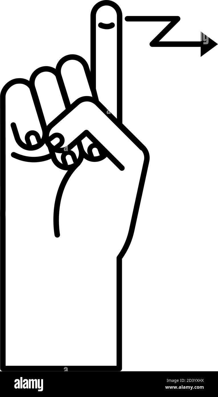 hand sign language z line style icon design of People help and finger ...