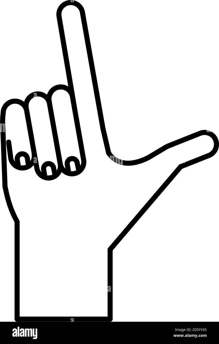 hand sign language l line style icon design of People help and finger ...
