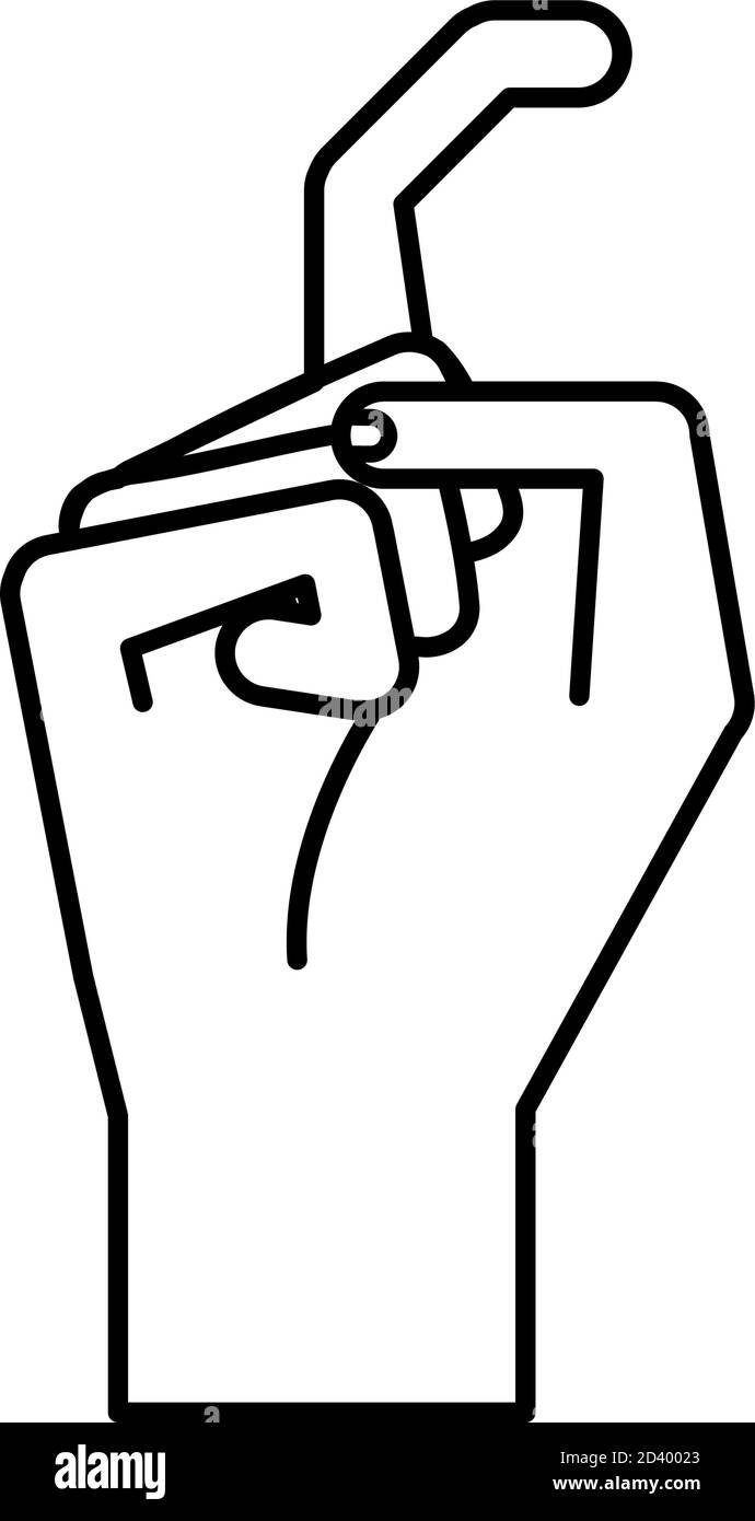 hand sign language x line style icon design of People help and finger ...