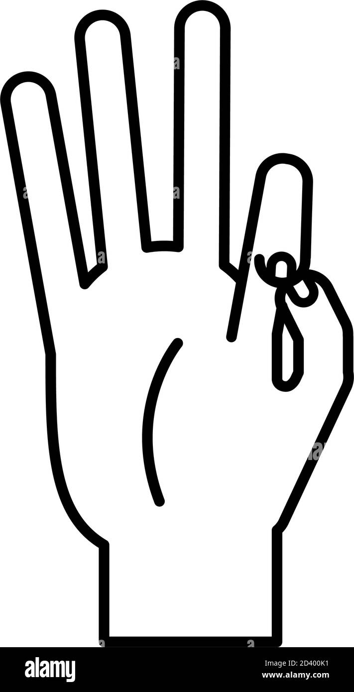 hand sign language nine number line style icon design of People help ...