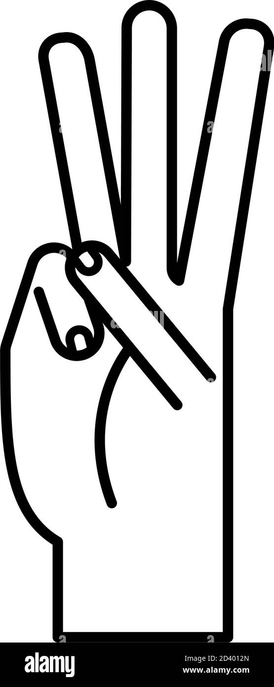 hand sign language w line style icon design of People help and finger ...