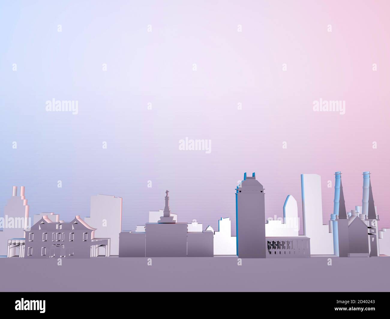 3d rendering illustration of Fresno city skyline with a pink background ...