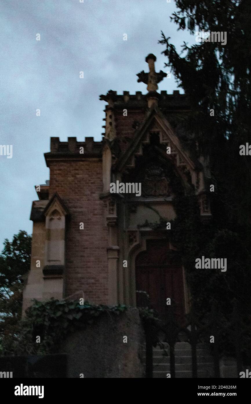 Close-up of a gothic crypt to see the architecture of the tomb Stock ...