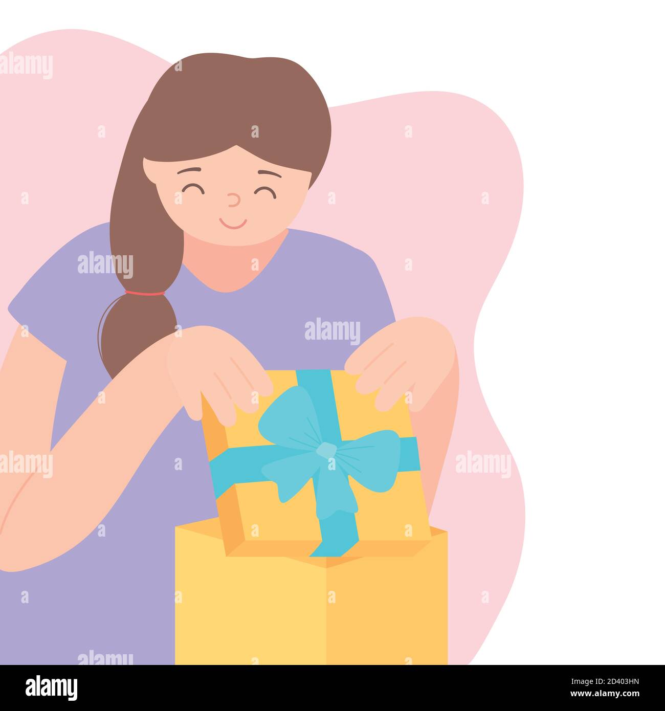 woman opening gift box cartoon character vector illustration Stock ...