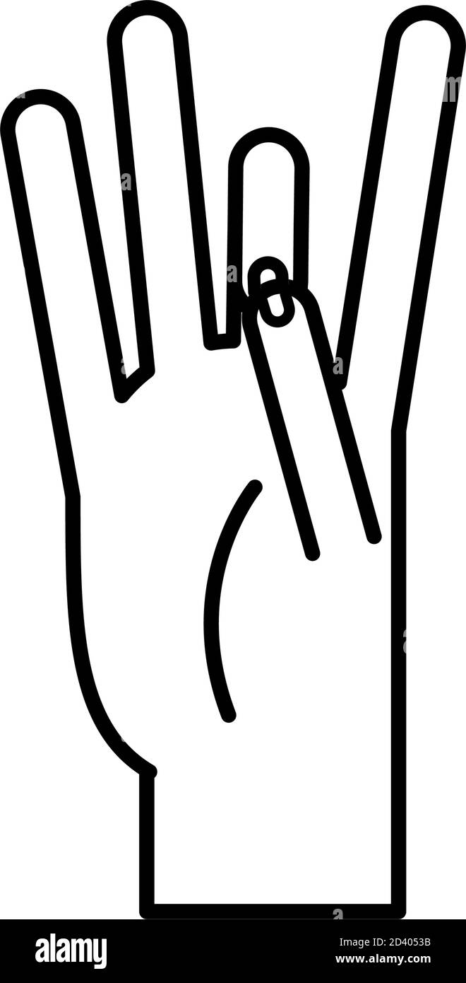 hand sign language eight number line style icon design of People help ...