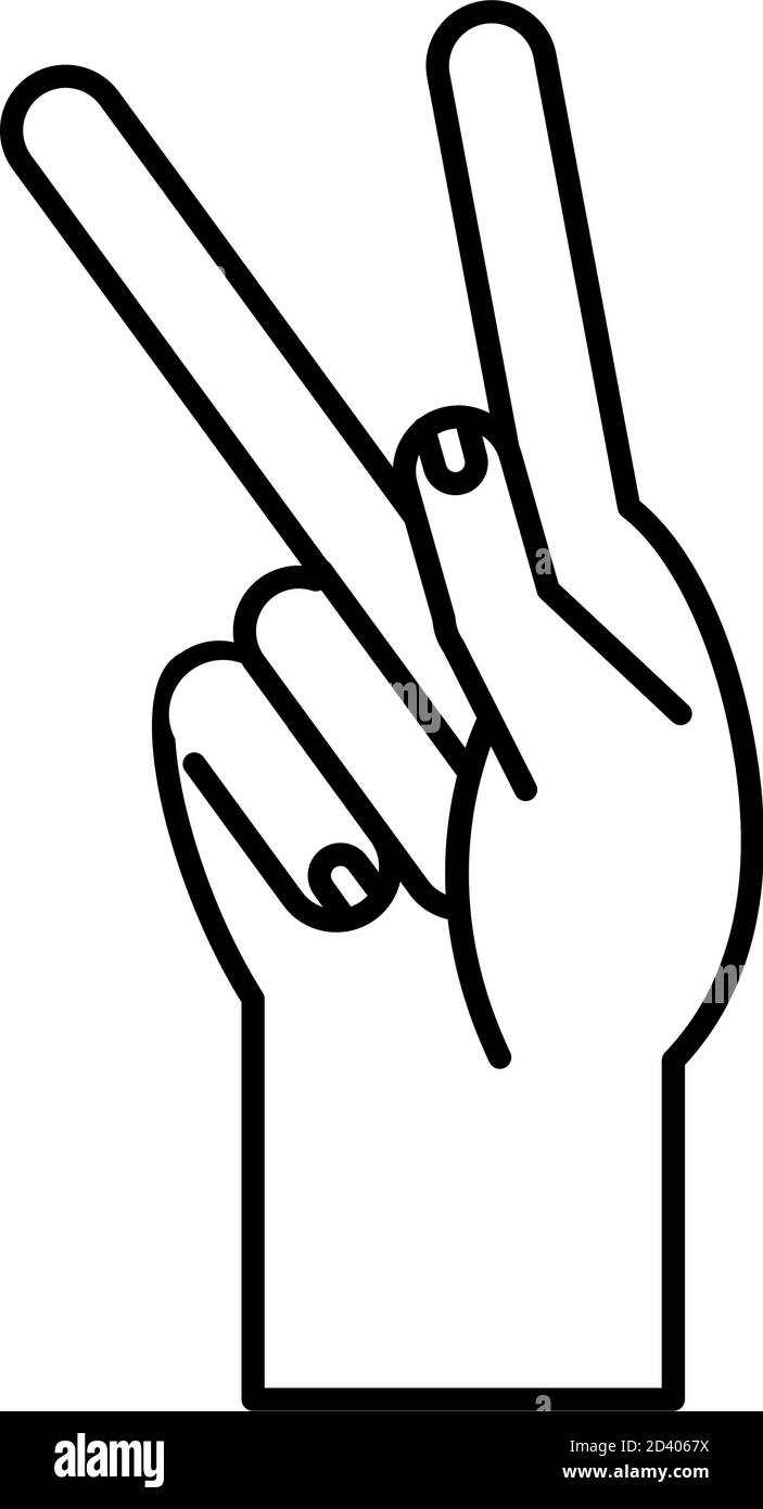 hand sign language k line style icon design of People help and finger ...