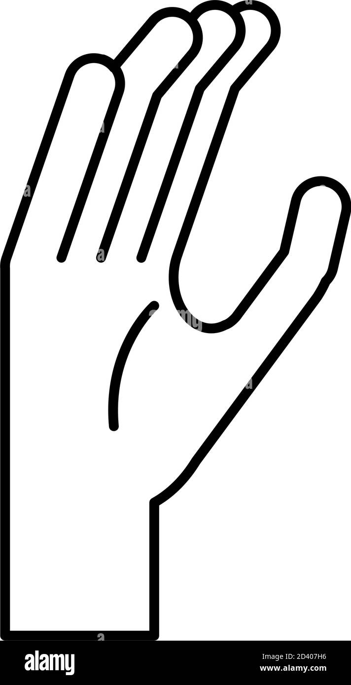 hand sign language c line style icon design of People help and finger ...
