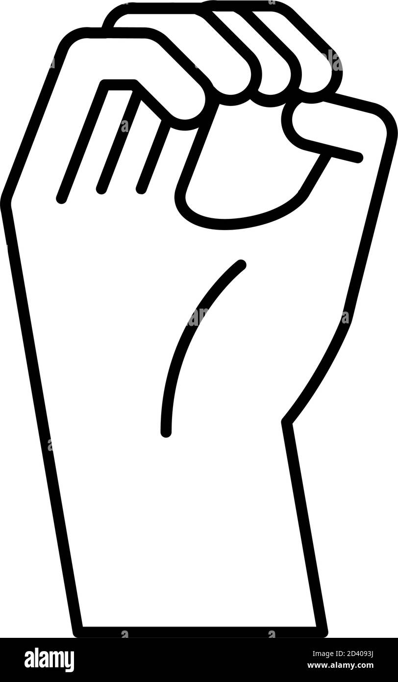 hand sign language o line style icon design of People help and finger ...