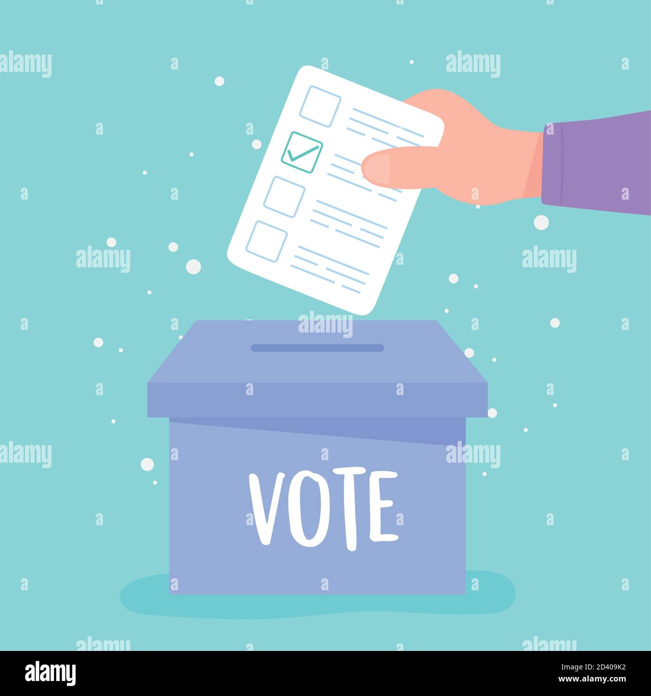 election day, hand putting voting paper in the ballot box vector ...