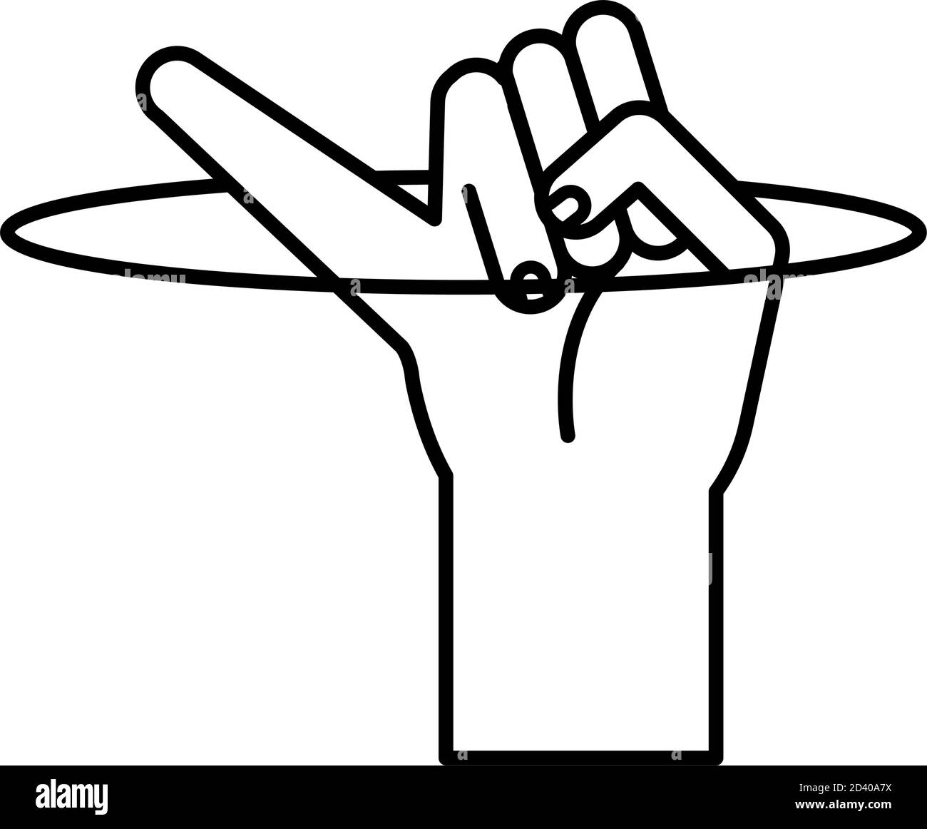 hand sign language j line style icon design of People help and finger ...