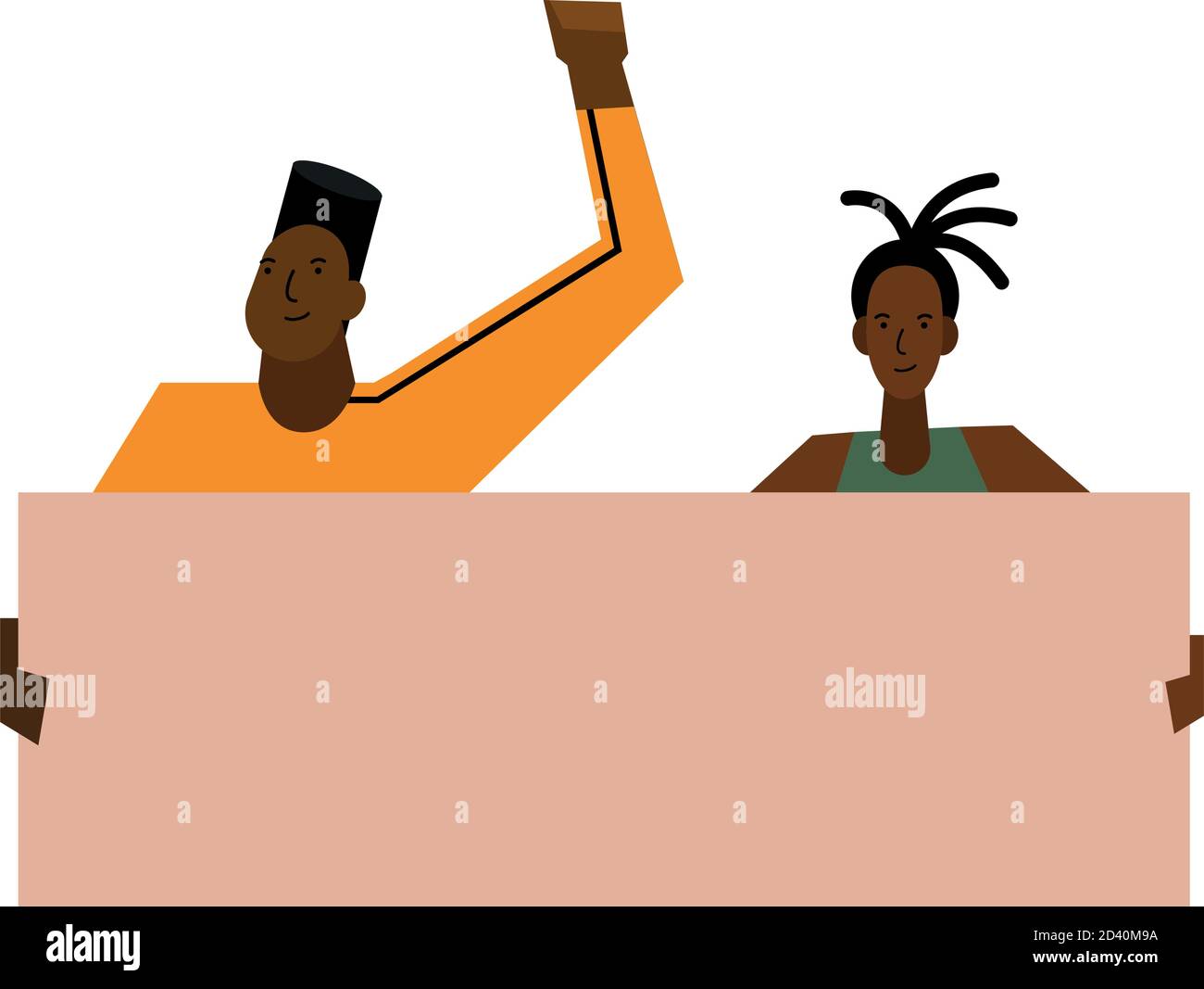Black lives matter woman and man with banner design of Protest justice ...
