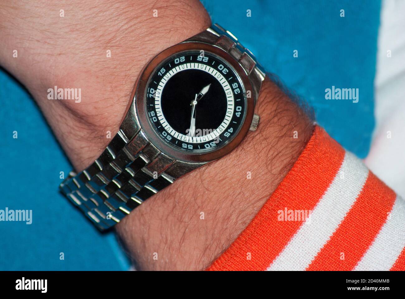 Silver Watch On Man Hand High Resolution Stock Photography and Images ...