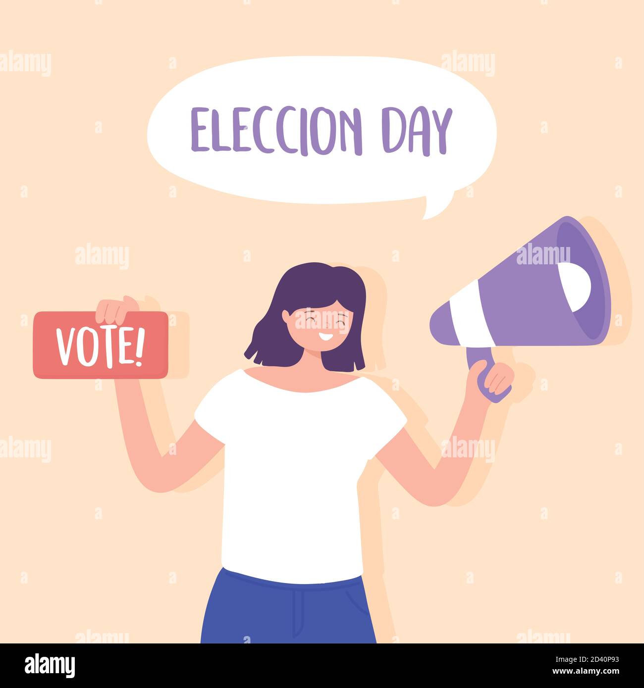 election day, woman with megaphone and vote sign vector illustration ...