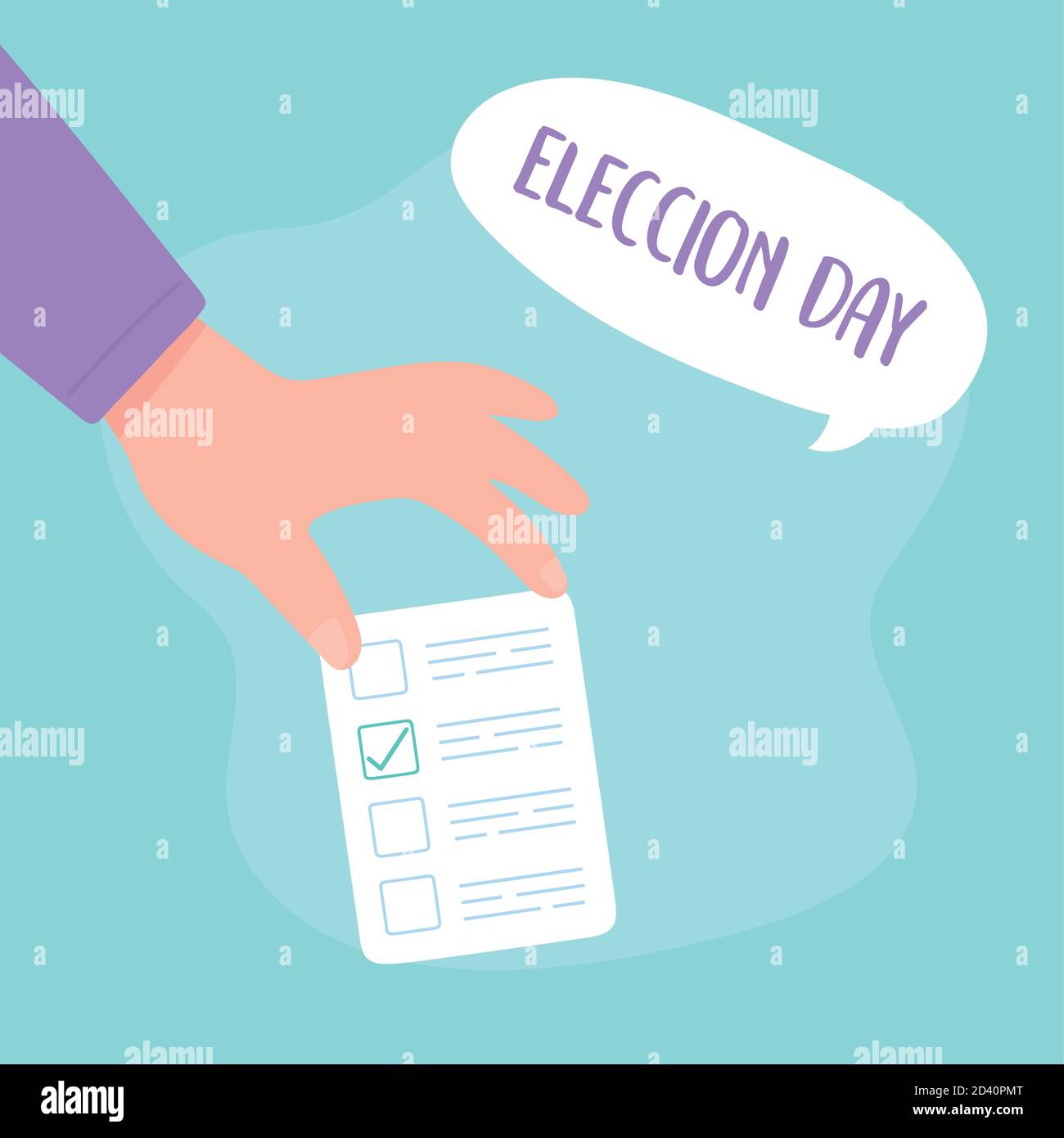 election day, hand with ballot check mark vector illustration Stock ...